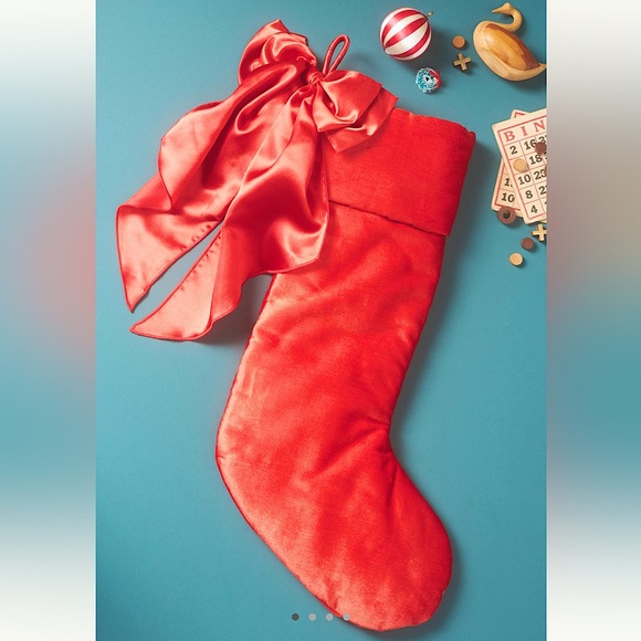 Anthropologie | Holiday | Anthropologie Red Velvet Bow Stocking Nwt ...